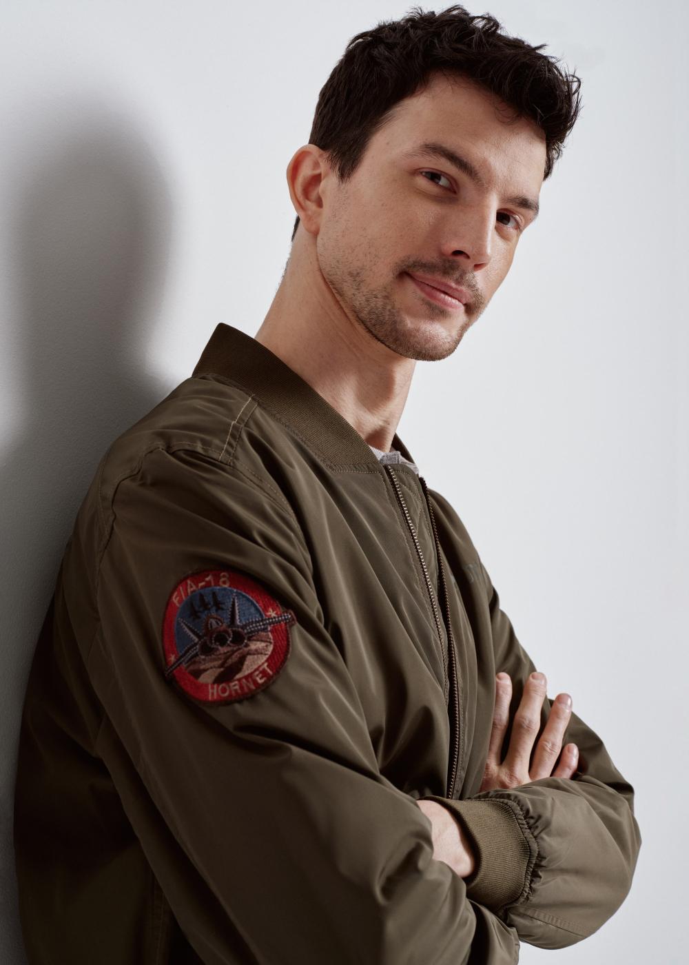 OCHNIK - Oliwkowa kurtka bomberka męska TOP GUN KURMT-0352-57(W24)
