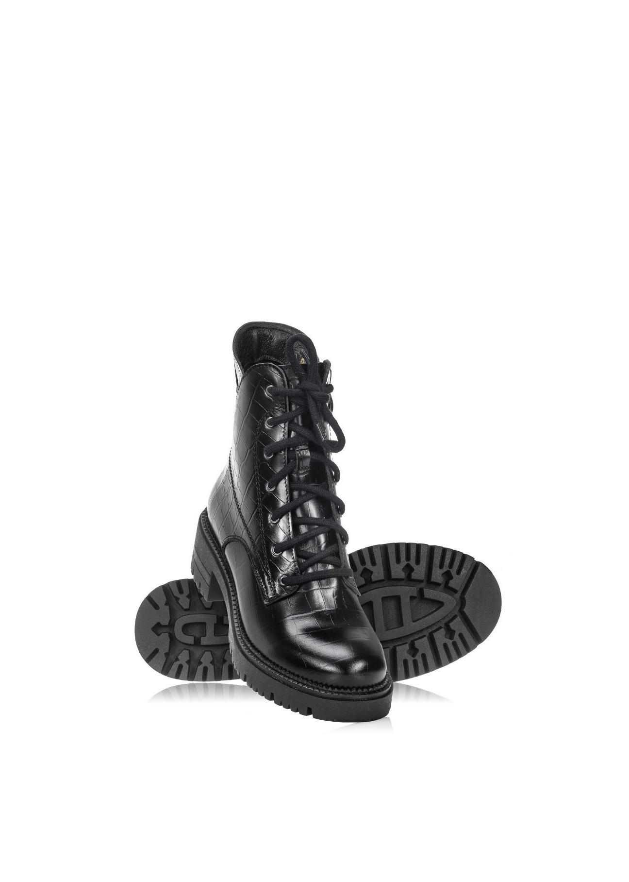 Czarne skórzane botki damskie BUTYD-0864B-99(Z23) | OCHNIK