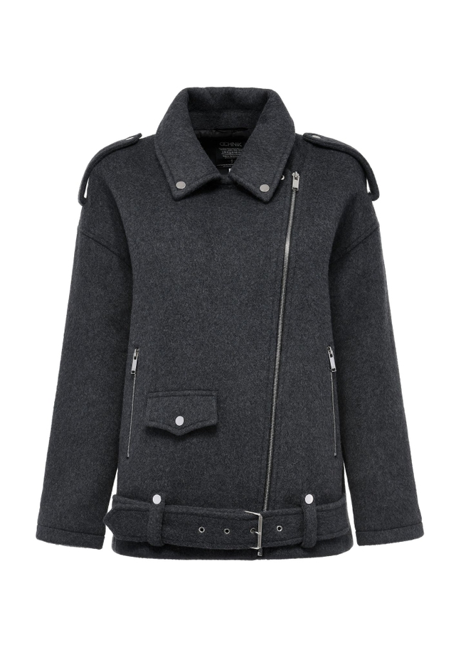 Szara kurtka damska wełniana KURDT-0572-91(Z24) | OCHNIK