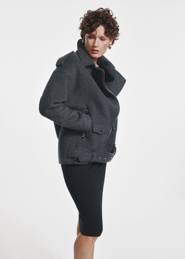 Szara kurtka damska wełniana KURDT-0572-91(Z24) | OCHNIK