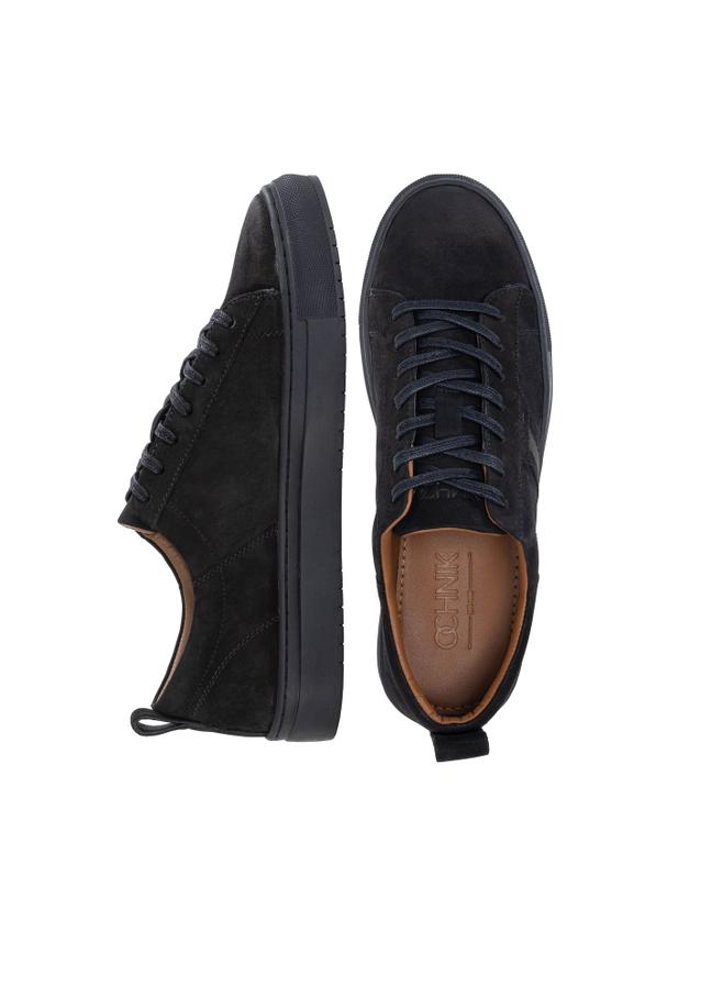 Czarne skórzane sneakersy męskie BUTYM-0430-99(W24) | OCHNIK