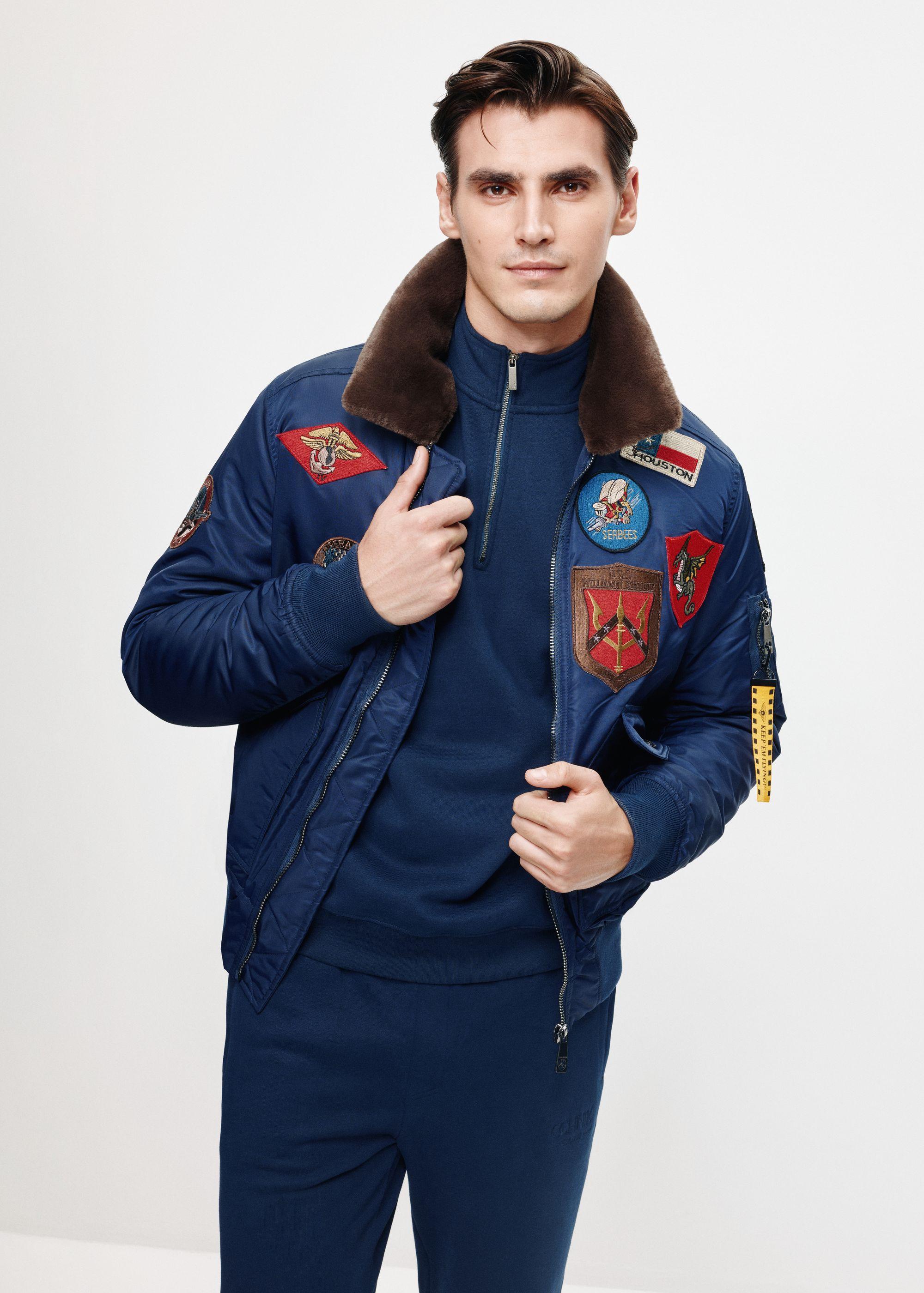 Granatowa męska kurtka pilotka TOP GUN KURMT-0356-69(Z24) | OCHNIK