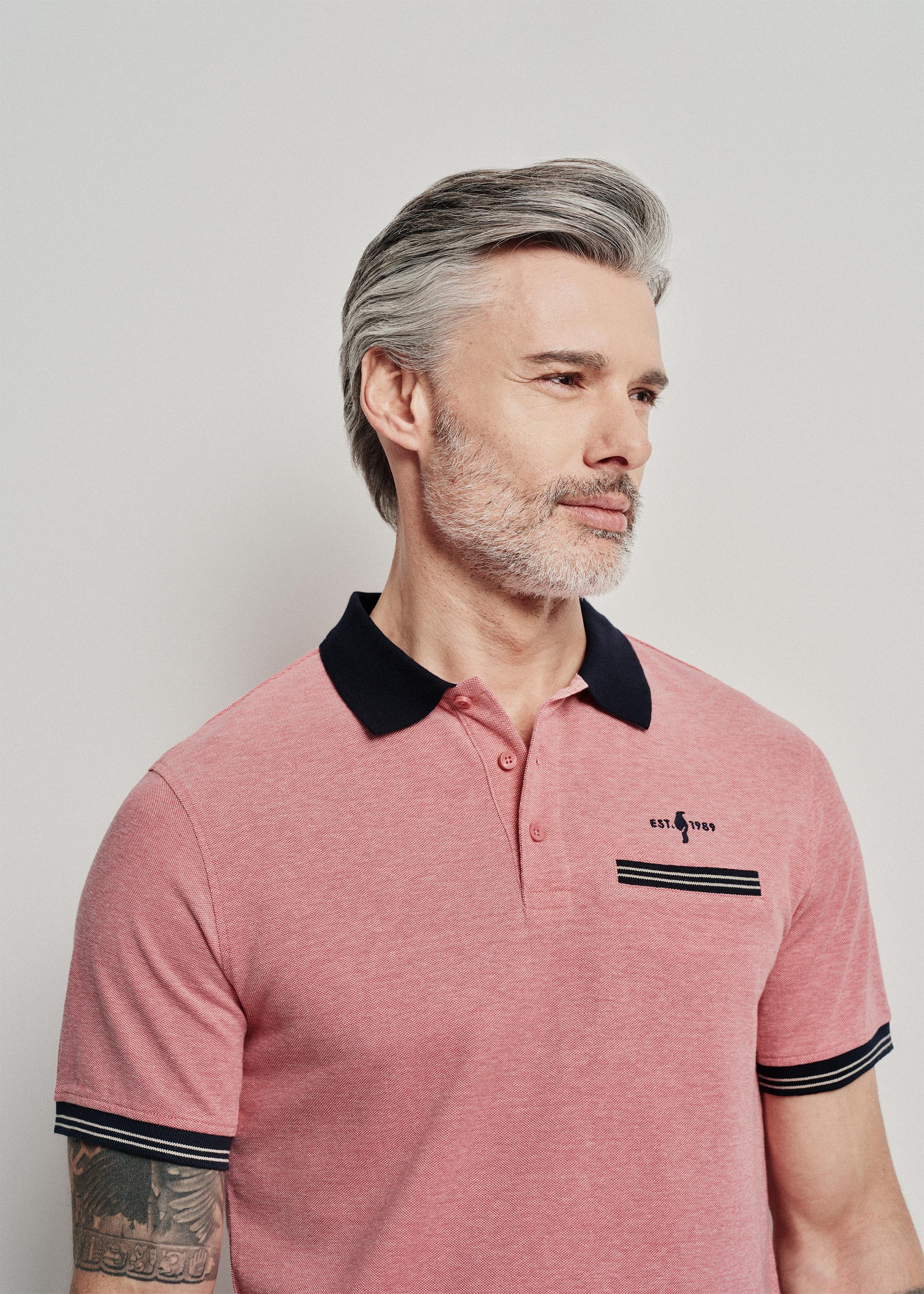 Łososiowa koszulka polo męska POLMT-0068-43(W24) | OCHNIK